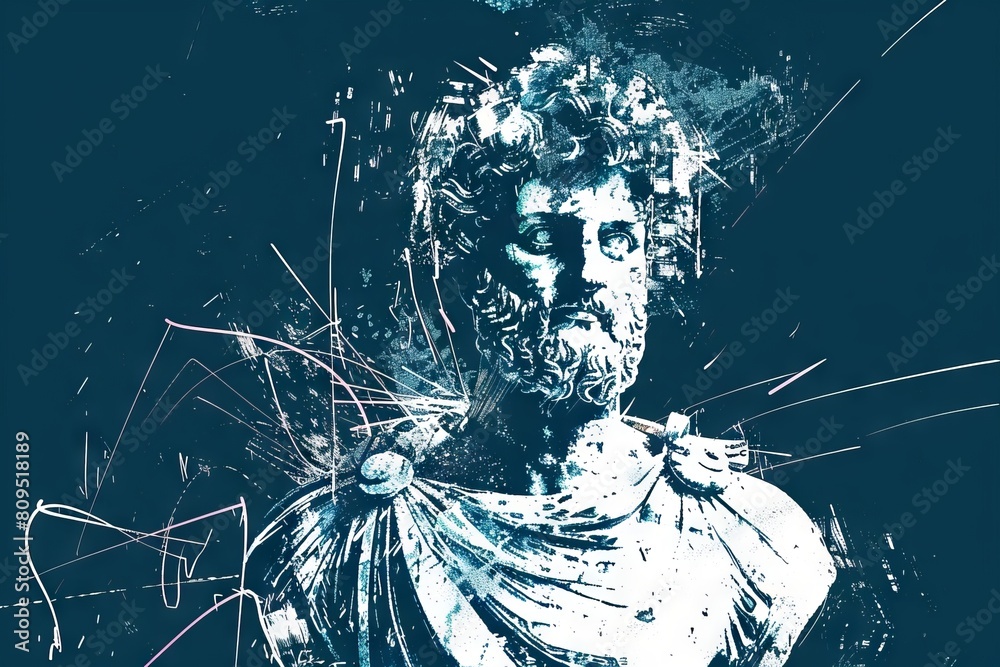 Abstract classic stoic ancient greek, roman sculpture. Portraying a ...