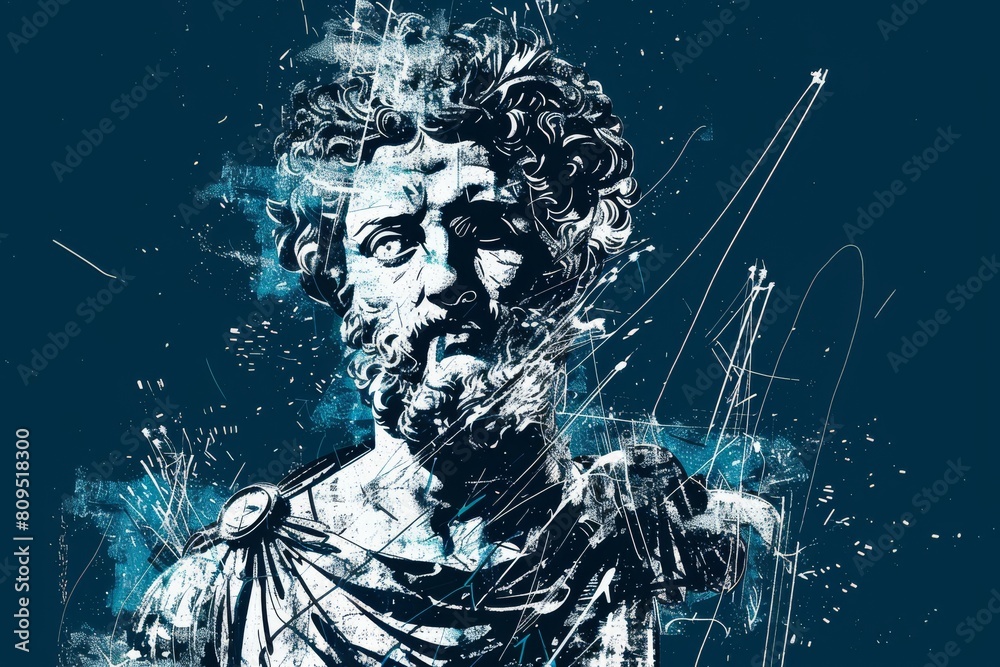 Abstract classic stoic ancient greek, roman sculpture. Portraying a ...