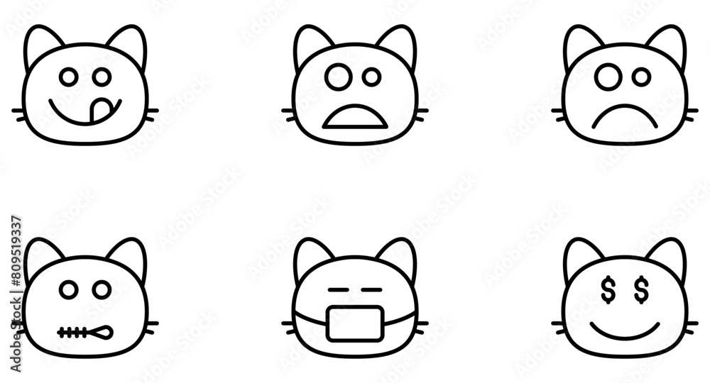 Smiley Face Emoji Cat Smiley Line Icon pictogram symbol visual ...