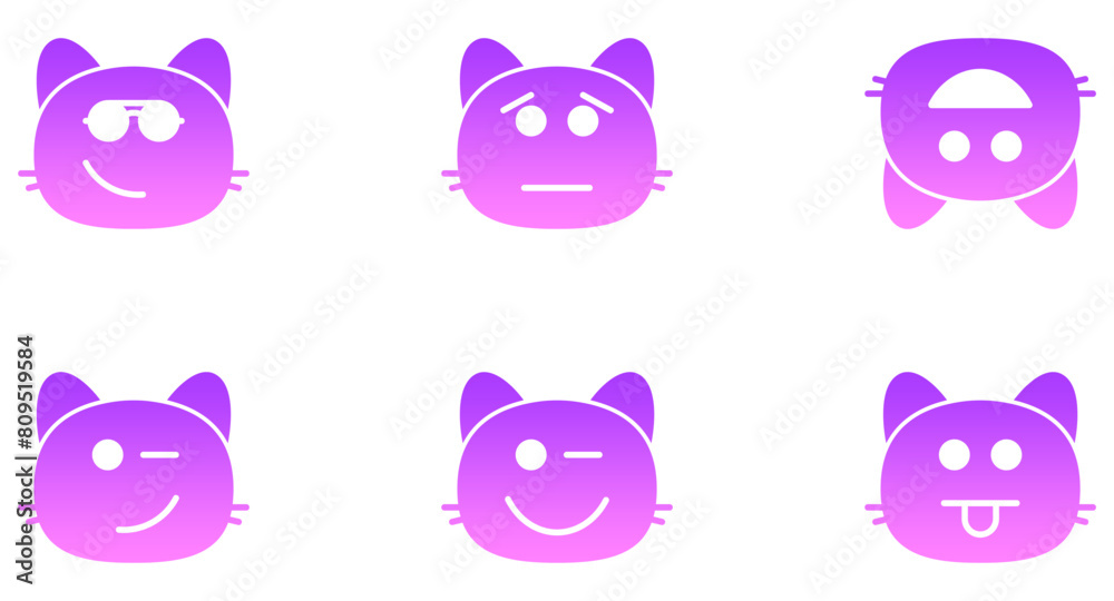 Cat Smiley Glyph Icon Smiley Face Emoji pictogram symbol visual ...