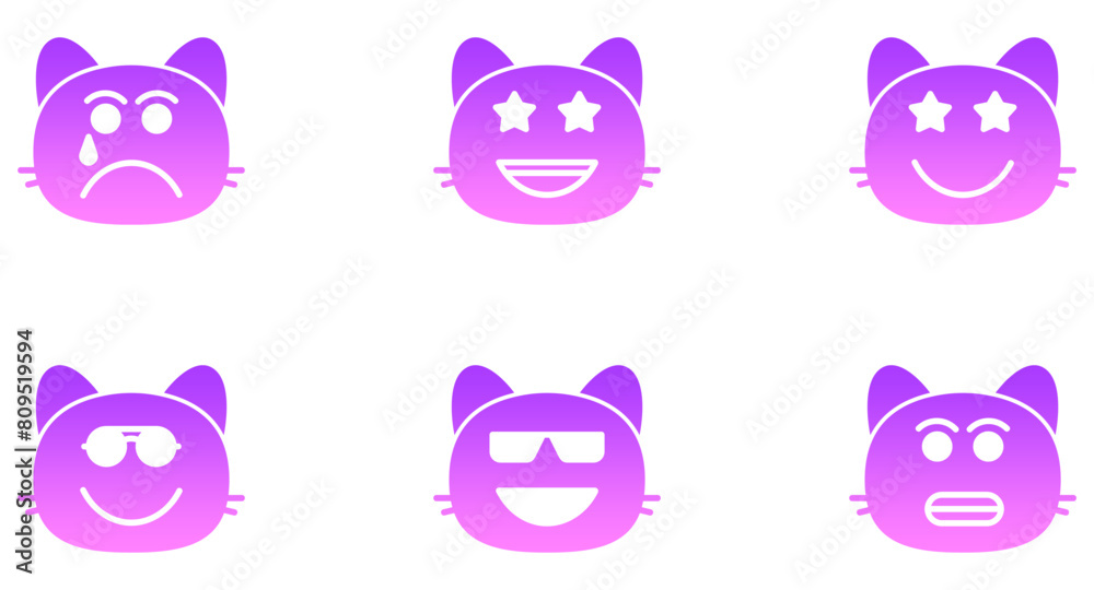 Cat Smiley Glyph Icon Smiley Face Emoji pictogram symbol visual ...