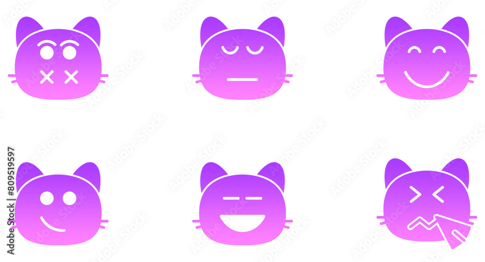 Cat Smiley Glyph Icon Smiley Face Emoji pictogram symbol visual ...