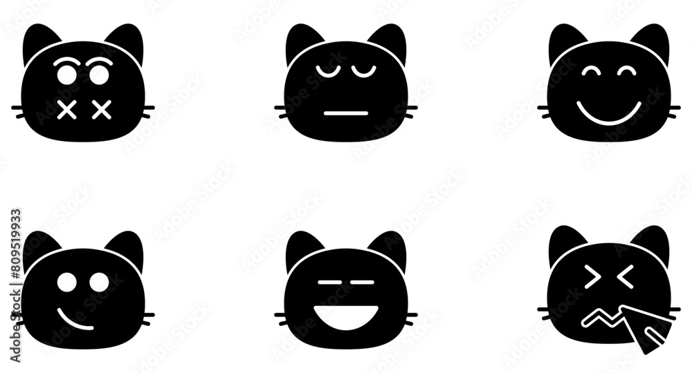 Cat Smiley Glyph Icon Smiley Face Emoji pictogram symbol visual ...