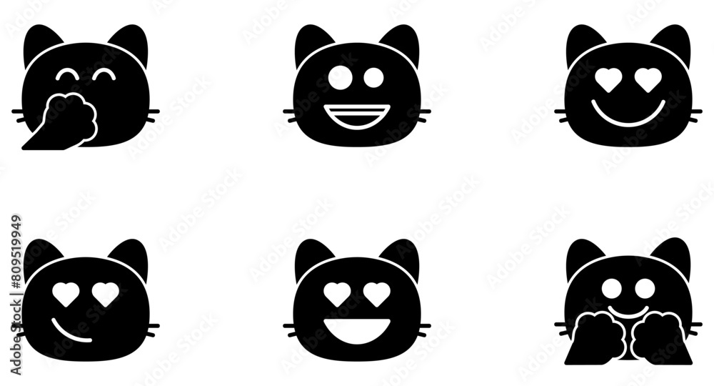 Cat Smiley Glyph Icon Smiley Face Emoji pictogram symbol visual ...