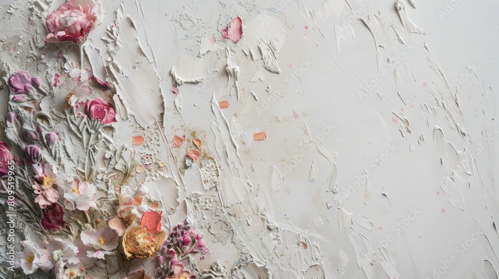 Wallpaper and embellishments for pasting wallpaper shown on a white ...