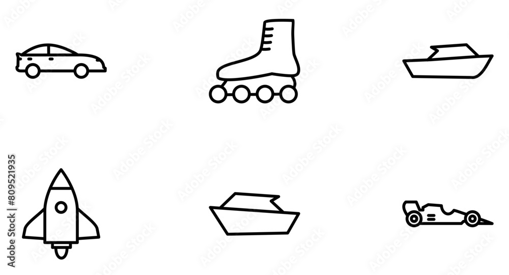 Transportation line icon pictogram symbol visual illustration Set Stock ...