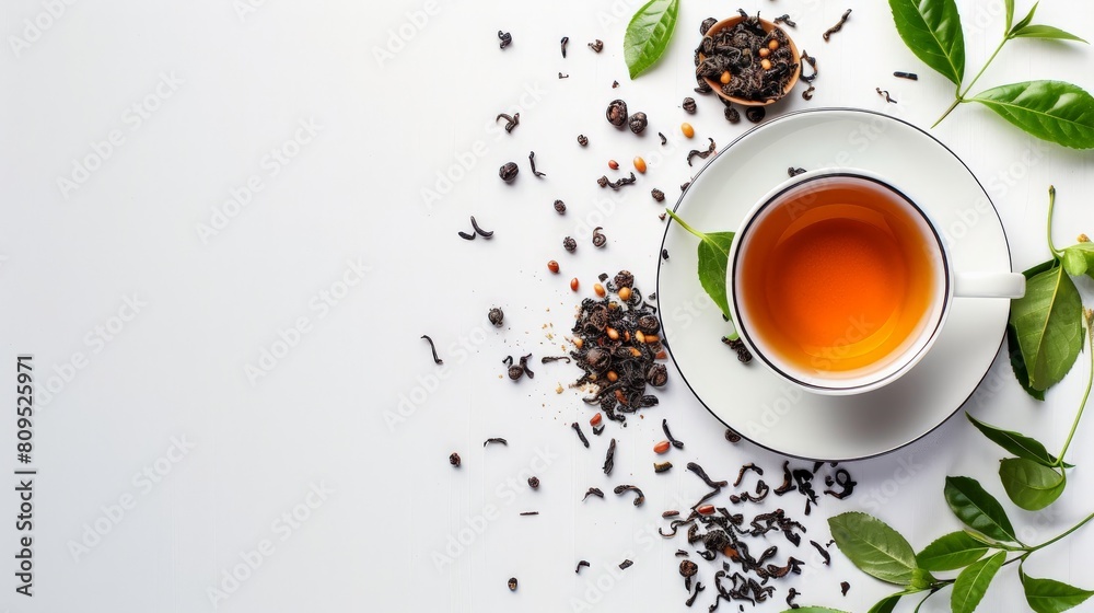 Black tea in a white cup on a white background. Cup of Tea and Coffee ...