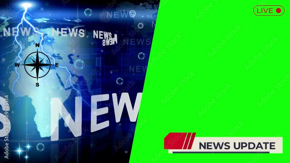 green screen, global earth rotating Digital World News Studio ...