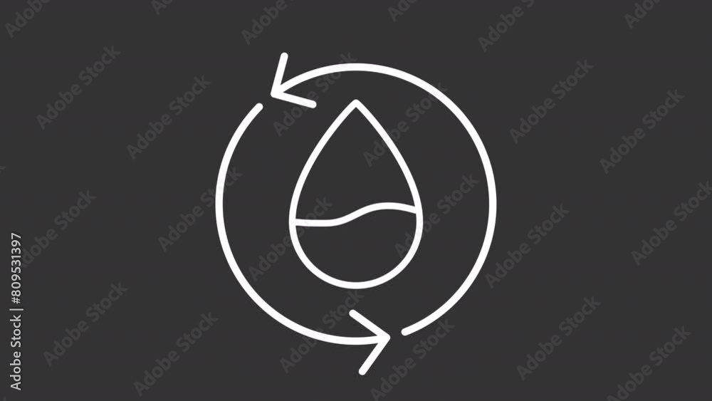 Vidéo Stock Water cycle white line animation. Raindrop animated icon ...