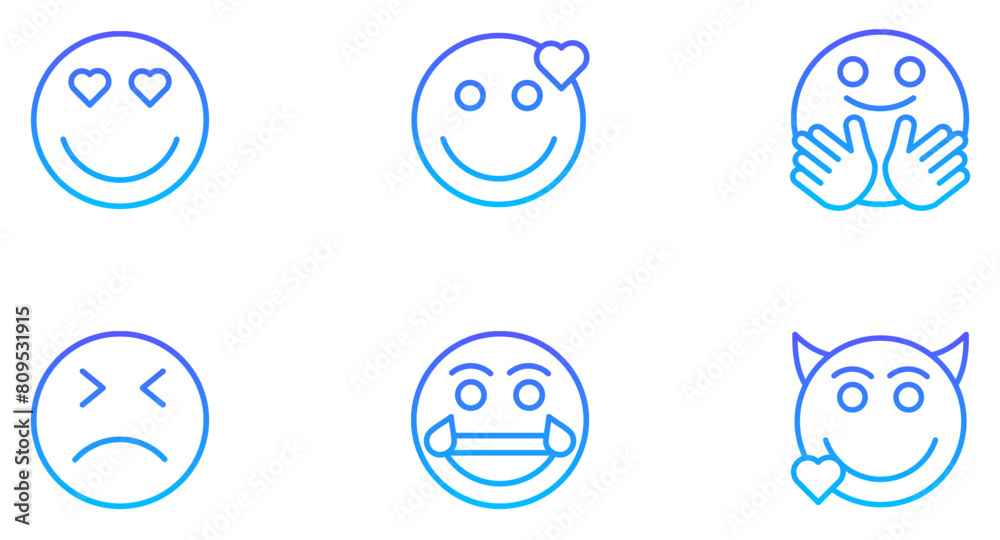 Smiley Face Emoji Smiley Line Gradient Icon pictogram symbol visual ...