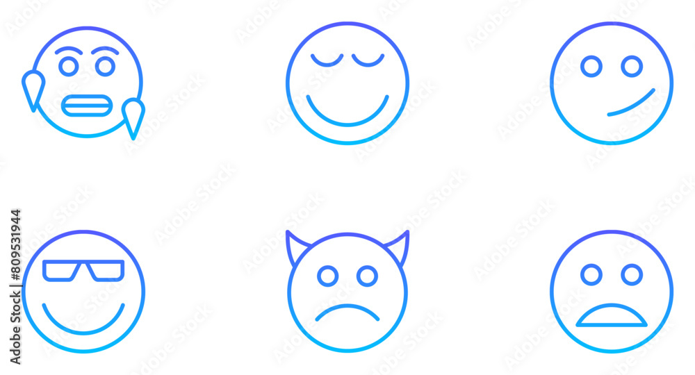 Smiley Face Emoji Smiley Line Gradient Icon pictogram symbol visual ...