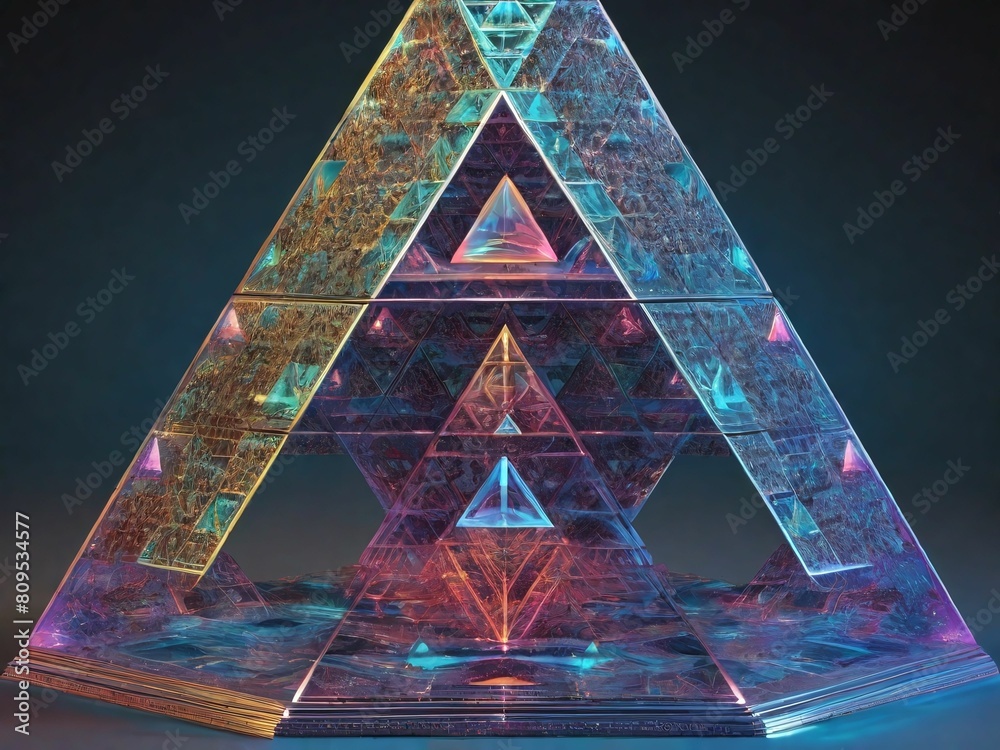 Visualize a holographic Sierpinski pyramid, a three-dimensional ...