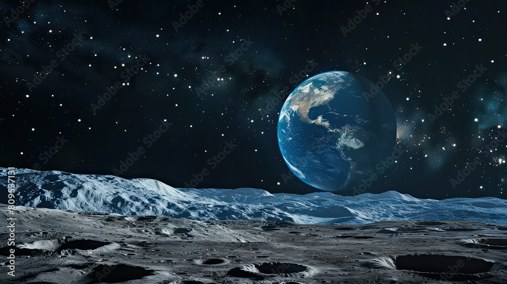 Stunning visualization of the Earth rising above the moon's barren ...