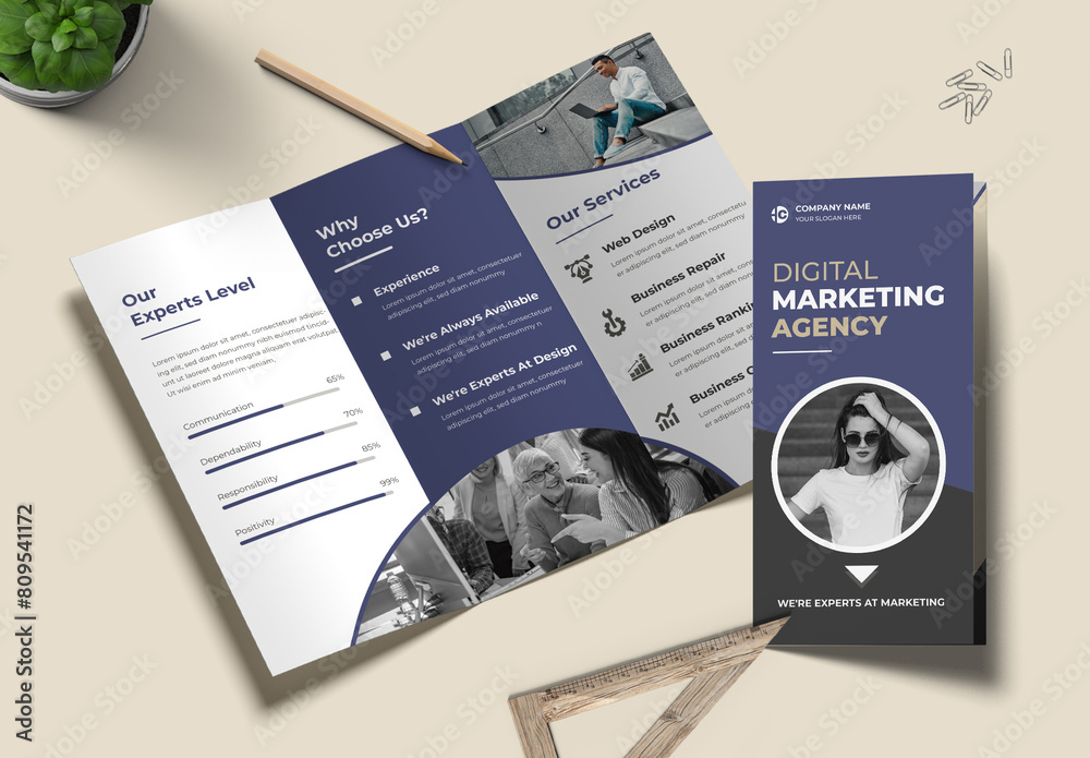 Digital Marketing Trifold Brochure Template Layout Stock Template ...
