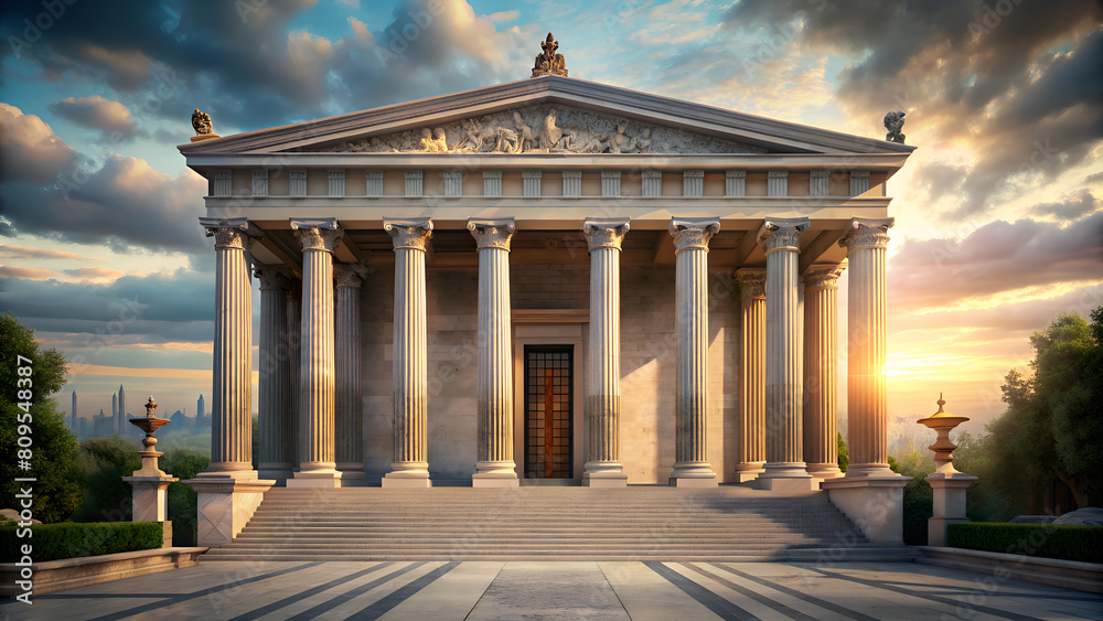 Ancient greek architecture with pillars and a classical interior Stock ...