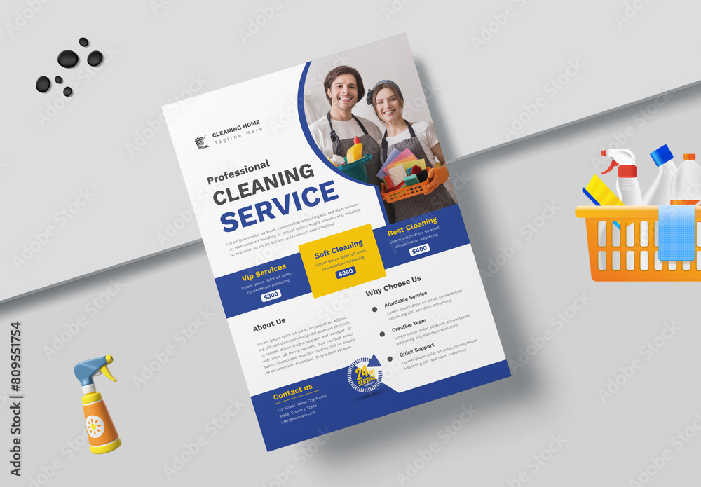 Cleaning Services Flyer Template Layout Stock Template | Adobe Stock