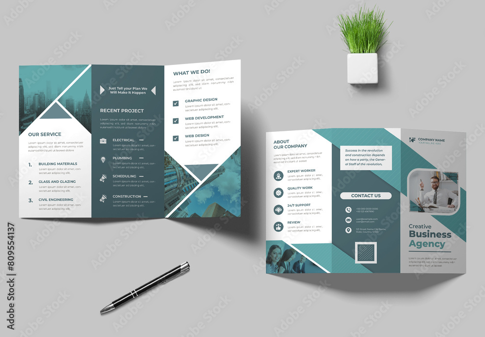 Business Trifold Brochure Template Layout Stock Template | Adobe Stock