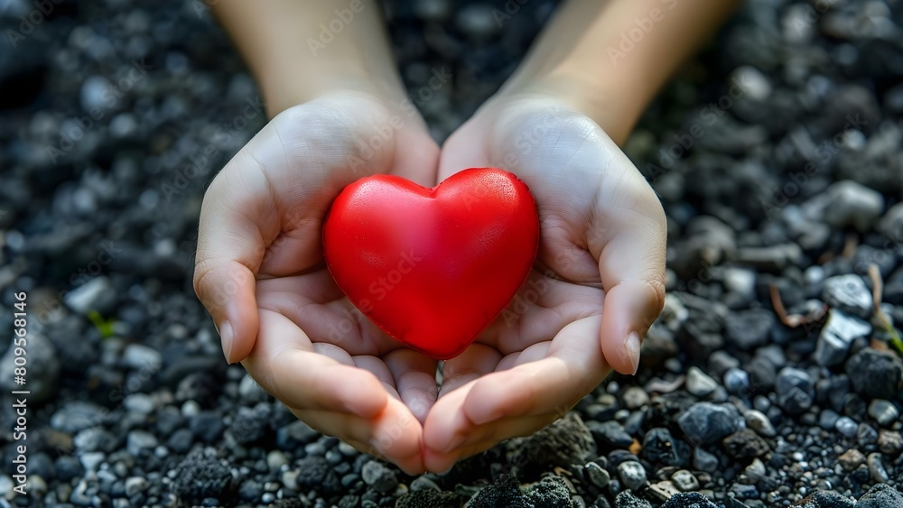 Young womans hands holding red heart symbolizing health care and hope ...