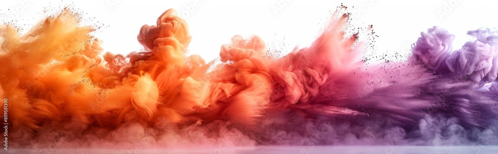 Colorful powder explosion splash, white background, abstract colorful ...