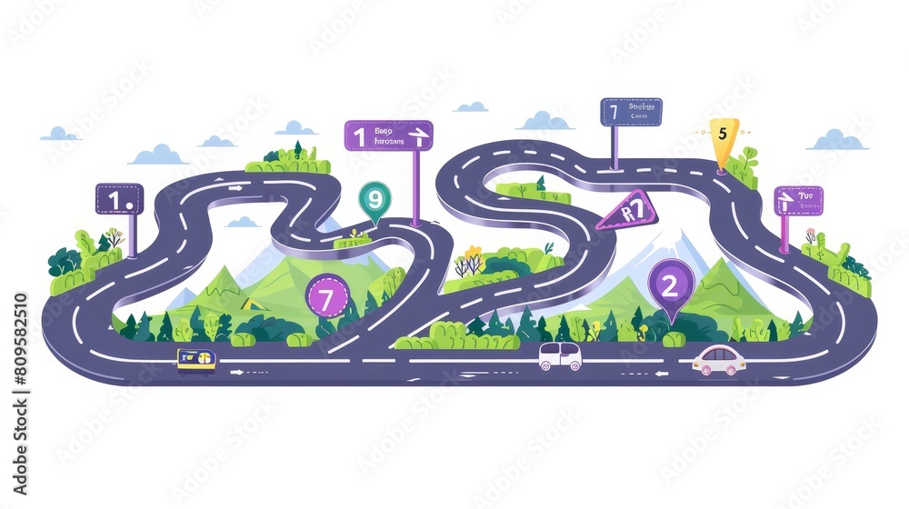 Infographic banner presentation. 7 steps business road map template ...