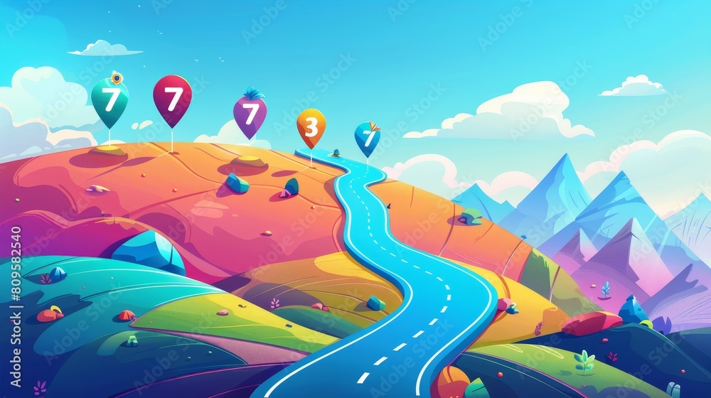 Banner with timeline infographics. 7 steps business road map ...