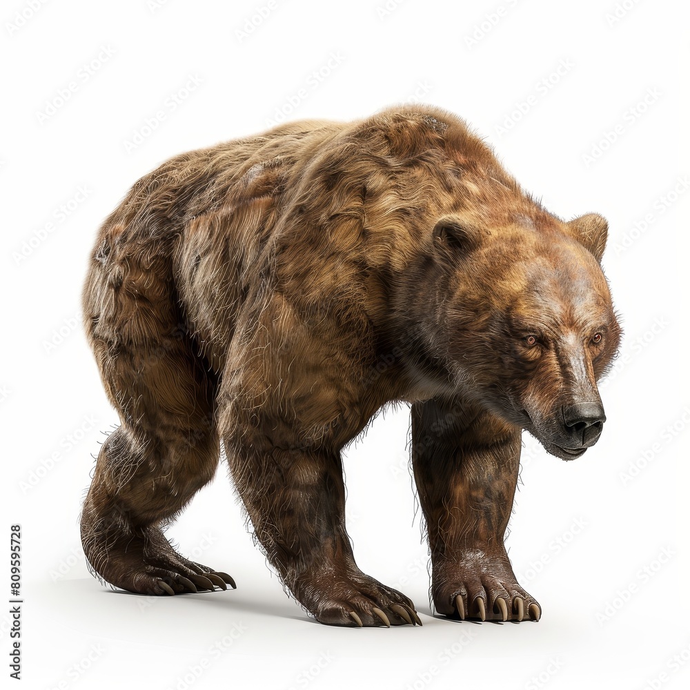 Detailed and realistic illustration of a brown bear in a dynamic pose ...