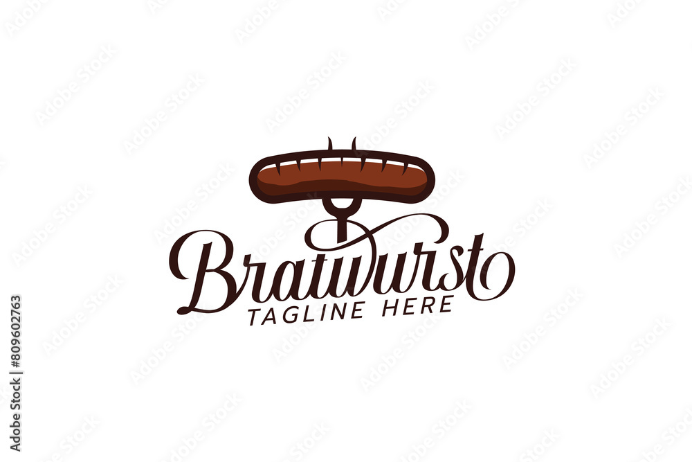 bratwurst logo with a combination of grilled sausage and beautiful ...