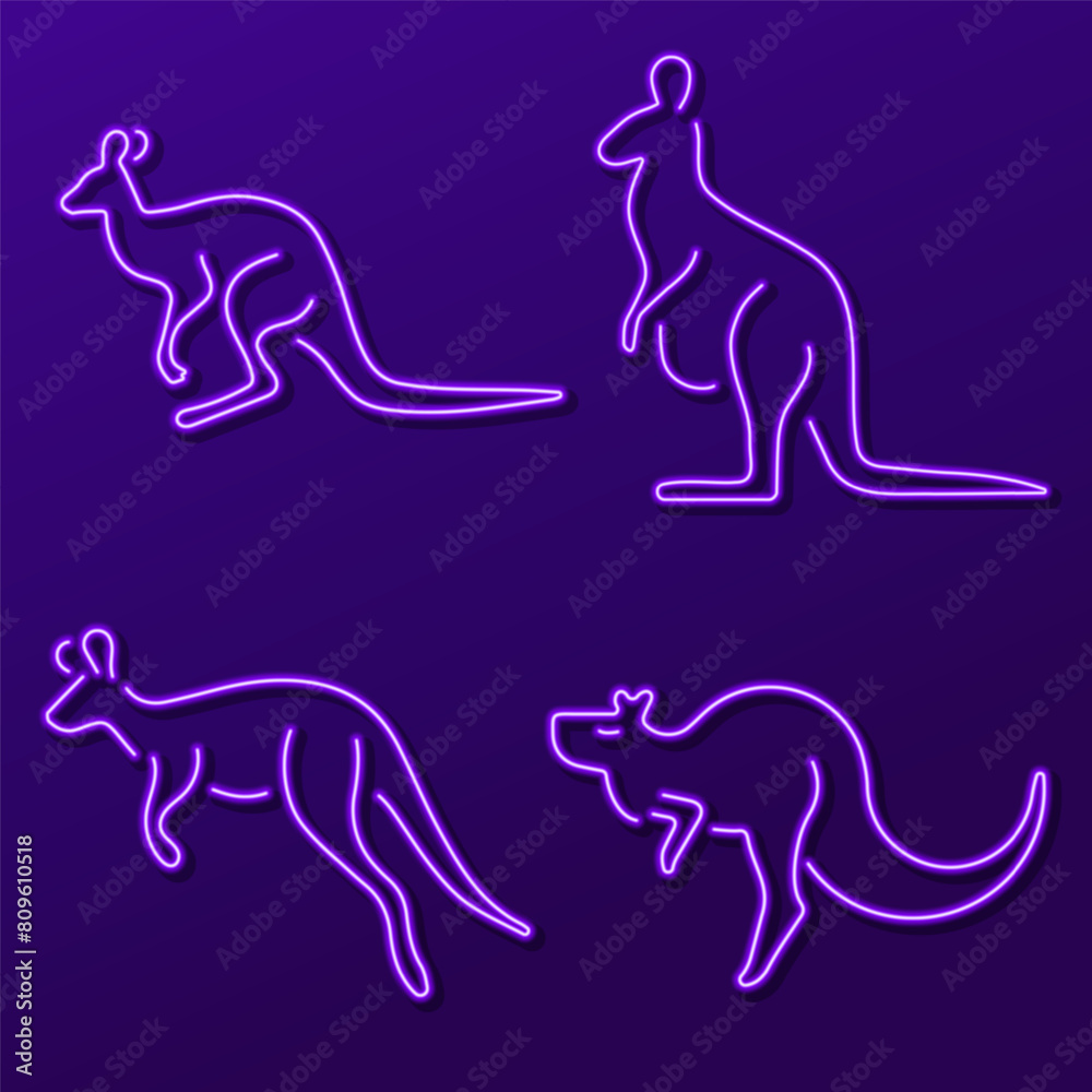 kangaroo neon sign, modern glowing banner design, colorful modern ...