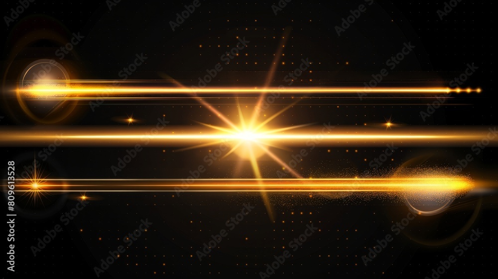 Golden light lines isolated on transparent background. Modern ...