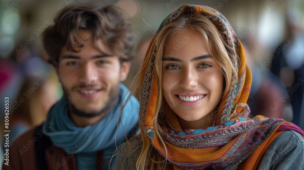 Smiling Middle Eastern Students Posed with Male and Female Models, 4K ...