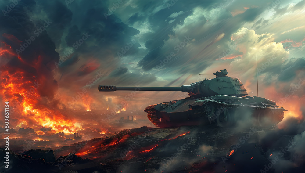 Tanks game background , fighter tank at battlefield fighting, shoot ...