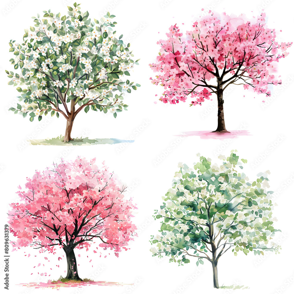 Trees front view, PNG, watercolor style vector tree, serviceberry ...