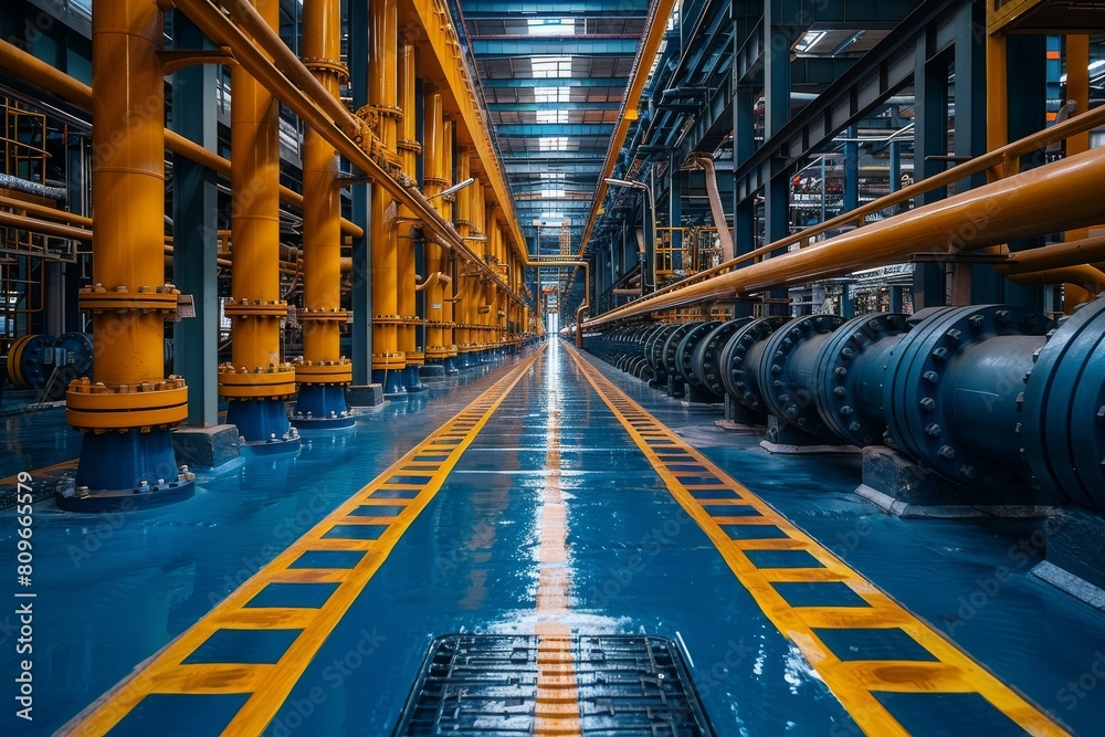 The photo captures a leading perspective through parallel pipes within ...