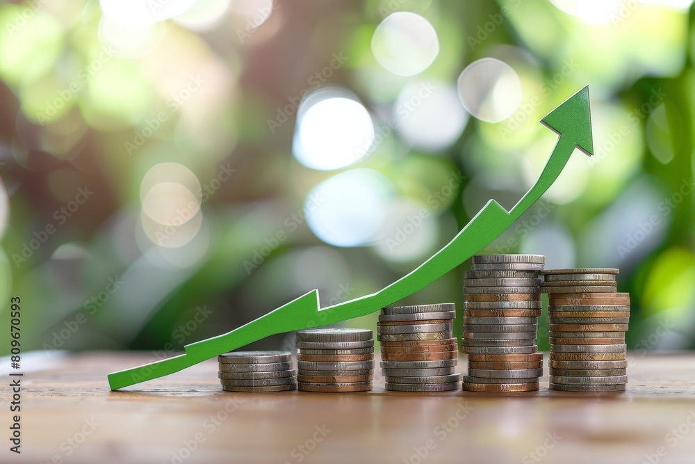 Interest rates and dividends, business development with percentage ...