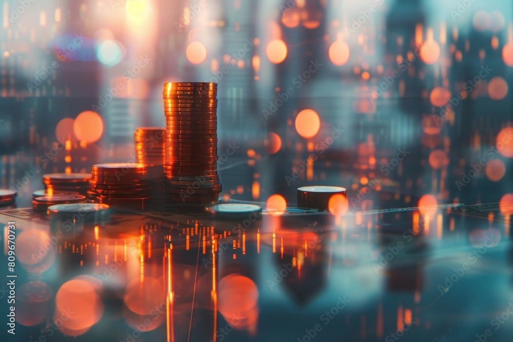 Interest rates and dividends, business development with percentage ...