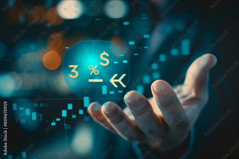 Interest rates and dividends, business development with percentage ...