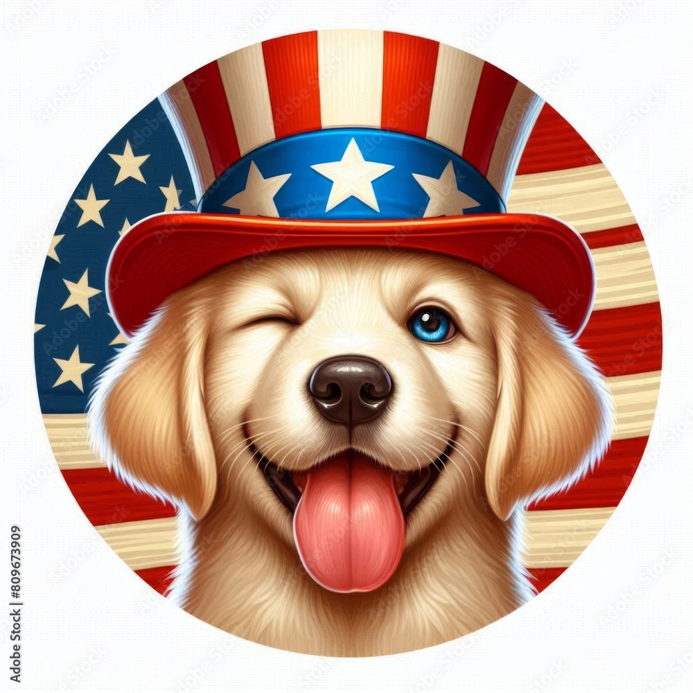Labrador Retriever Dog 4th of July patriotic American flag Cartoon ...