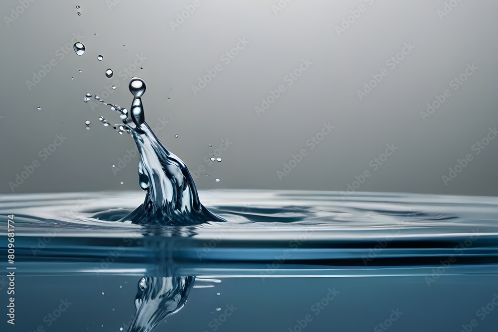 Liquid water drop wave splash of transparent blue flow swirl Cold water ...