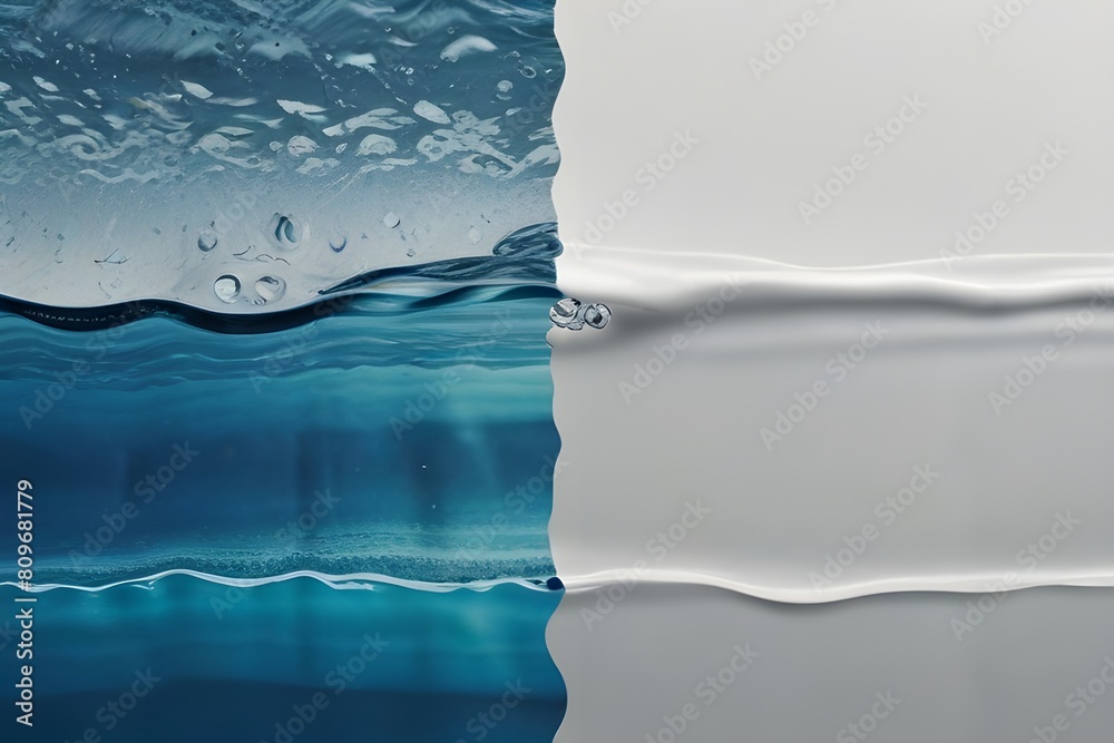 Liquid water drop wave splash of transparent blue flow swirl Cold water ...