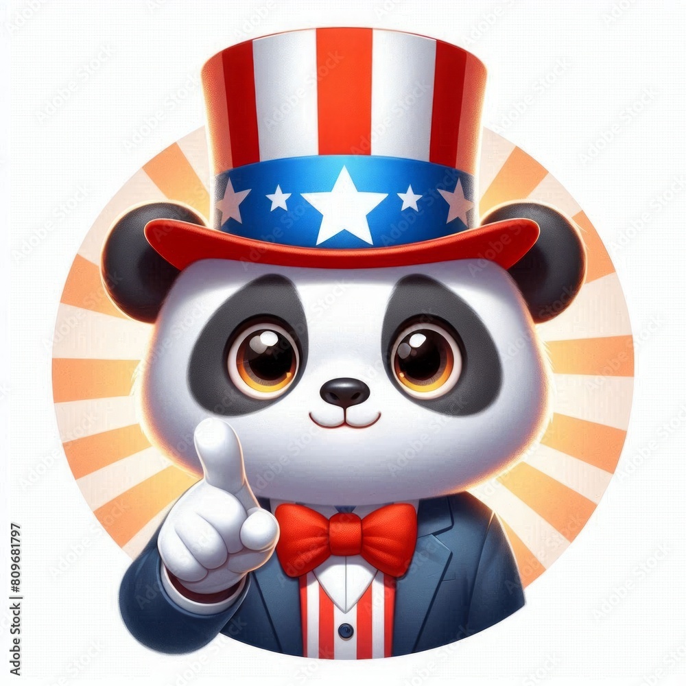 Panda 4th of July patriotic American flag For Presidential Election ...