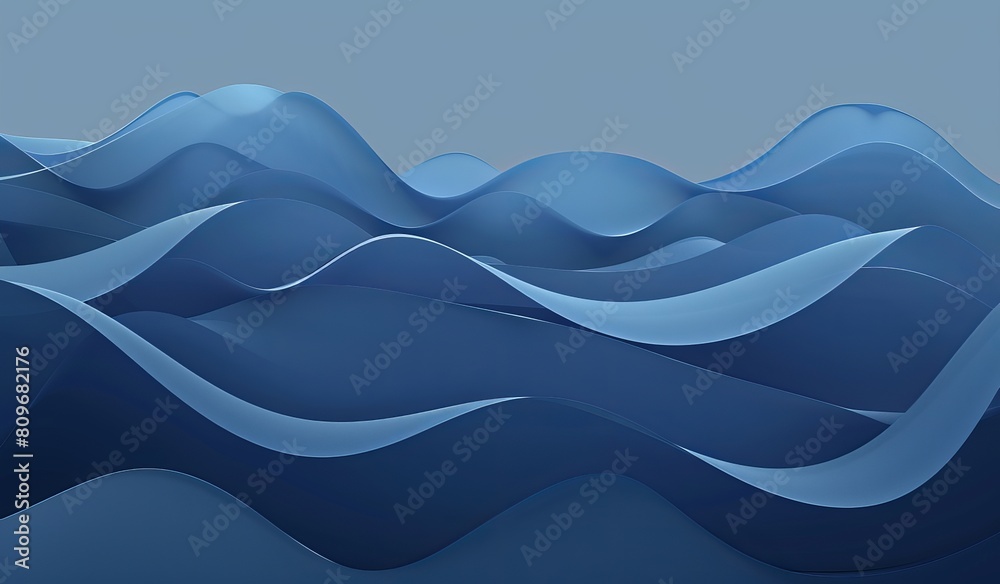 Abstract image with blue waves and smooth lines creating a fluid ...