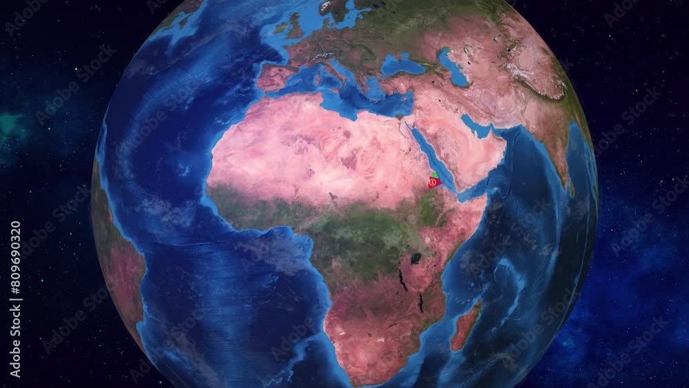 Eritrea: Earth 3D Animation with 4K Zoom and Country Flag Showcase ...