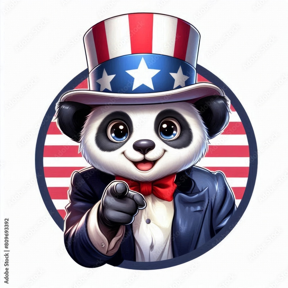 Panda 4th of July patriotic American flag Independence day Mascot Logo ...
