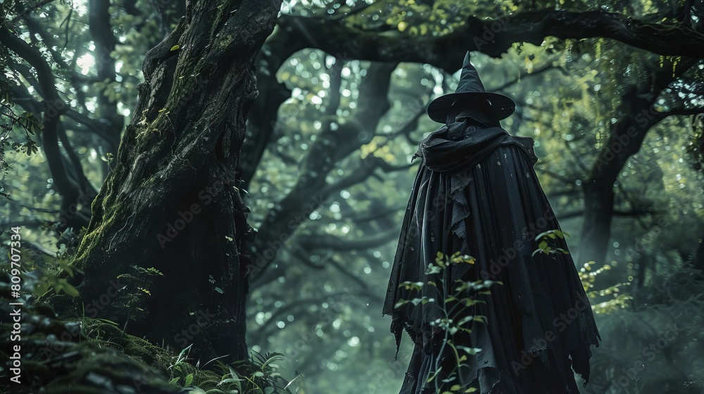 Editorial photography of a warlock character in a dramatic, dark forest ...
