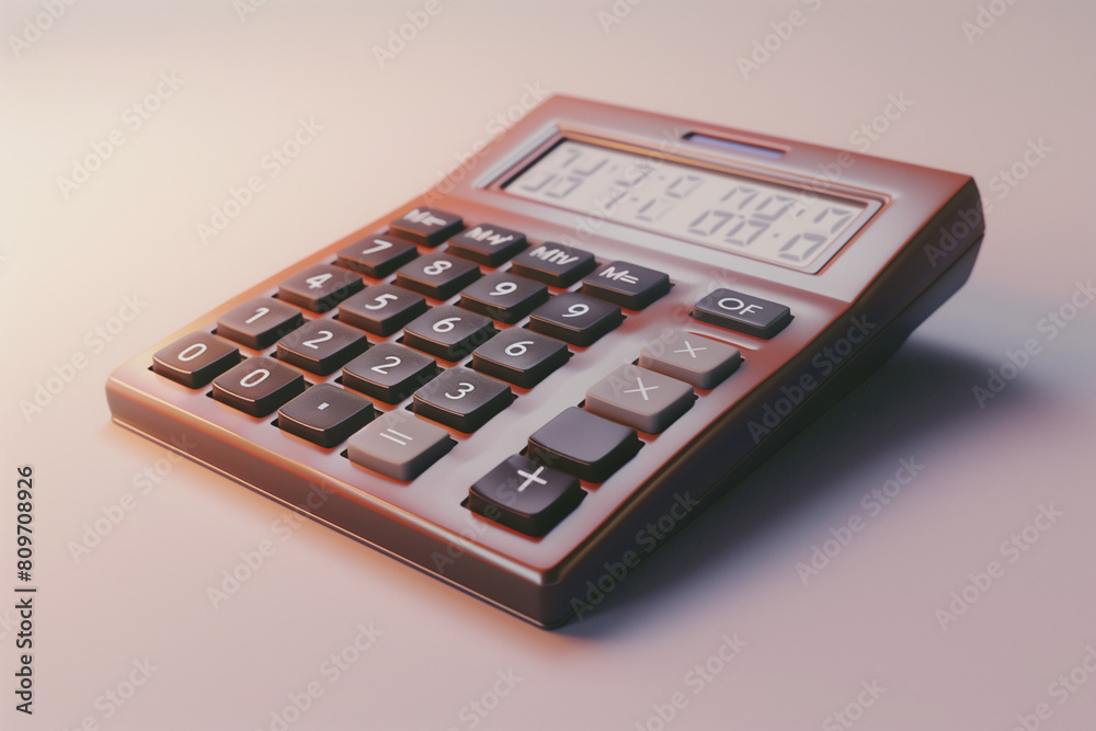 Develop a photorealistic 3D visualization of a calculator, focusing on ...