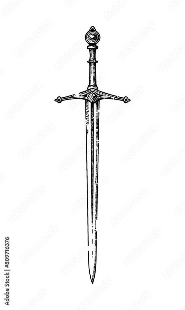 sword engraving black and white outline Stock Vector | Adobe Stock