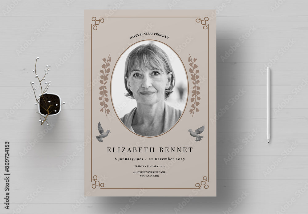 Funeral Programs Template Stock Template | Adobe Stock