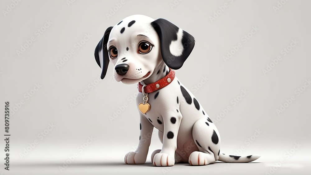 Chibi pop art, Dalmatian dog, anime style, adorable, charming, fluffy ...