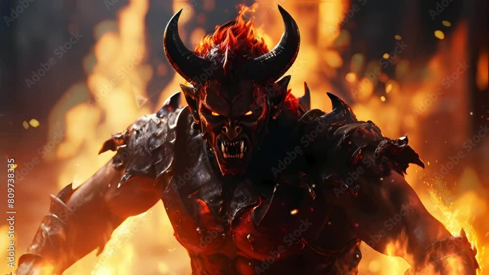 scary devil on fire video animation, seamless Animation video ...