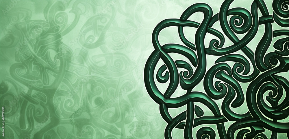 Detailed Celtic knot in green, featuring a deep contrast of spiral and ...